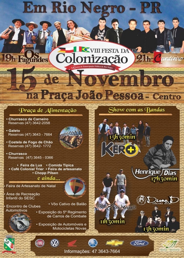Prefeitura de Rio Negro divulga a programação da VIII Festa da ... Prefeitura de Rio Negro divulga a programação da VIII Festa da ...