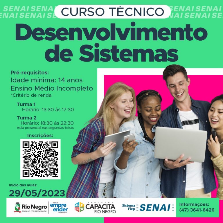 Rio Negro oferece curso técnico gratuito em Desenvolvimento de Sistemas | Click Riomafra